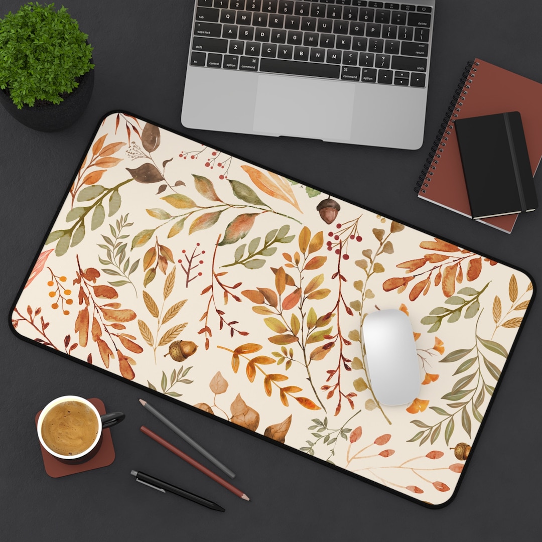 Fall Desk Mat, Fall Floral Desk Mat, Fall Office Decor, Watercolor ...