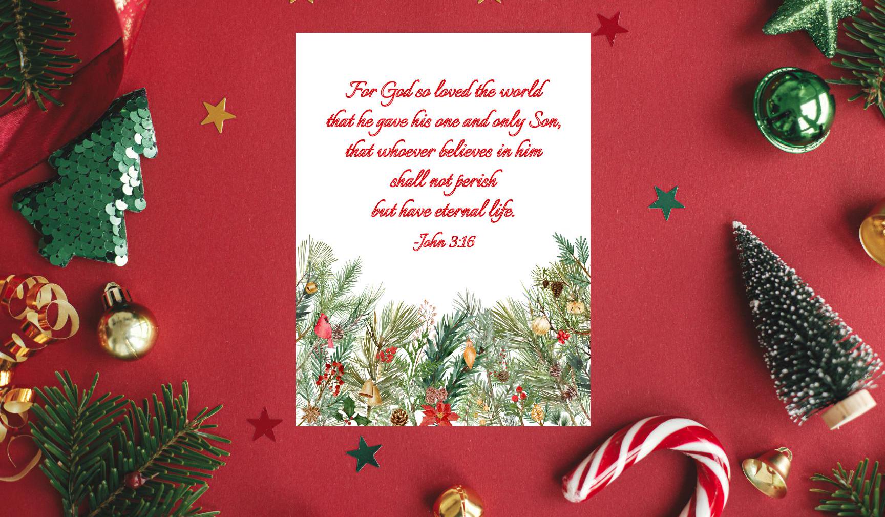 Christmas Christian Cards, Scripture Christmas Card, Watercolor ...