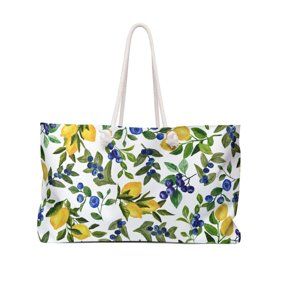 Summer Weekender Bag, Lemon Pool Boat Bag, Blueberry Lemon Overnight ...
