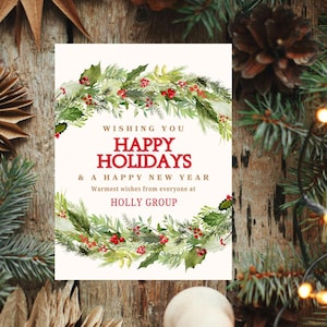 Corporate Christmas Card, Business Holiday Notes, Customized Christmas ...