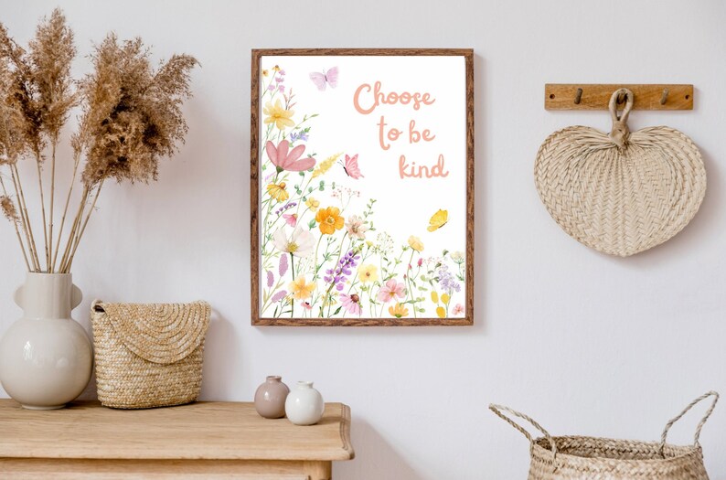 Choose to Be Kind Print, Kindness Flower Wall Art, Floral Be Kind ...