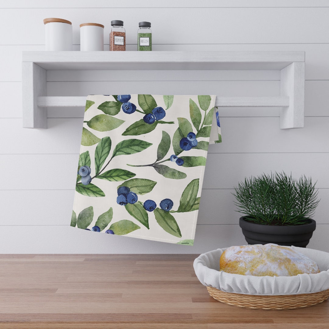 Blueberry Kitchen Towel, Blueberry Tea Towel, Summer Kitchen Towel ...