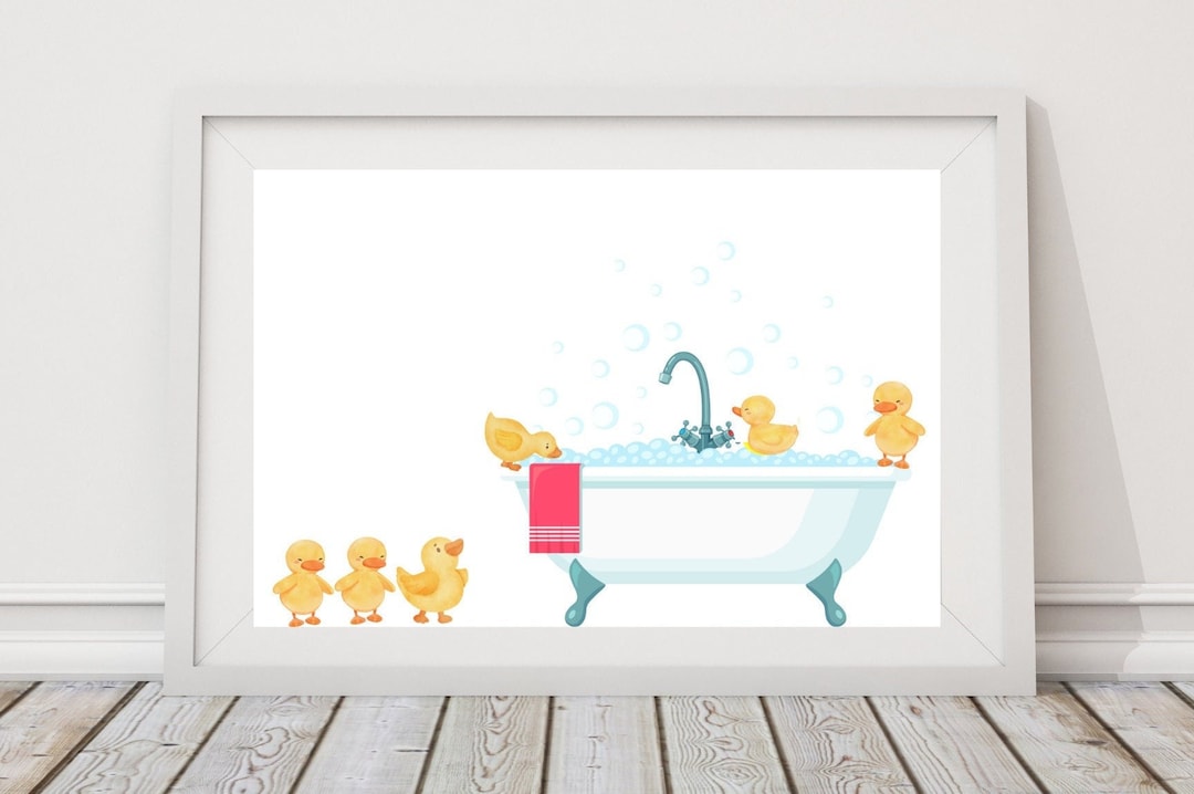 Kids Bathroom Ducks Wall Art, Kids Duck Bathroom Prints, Kids Bathroom ...