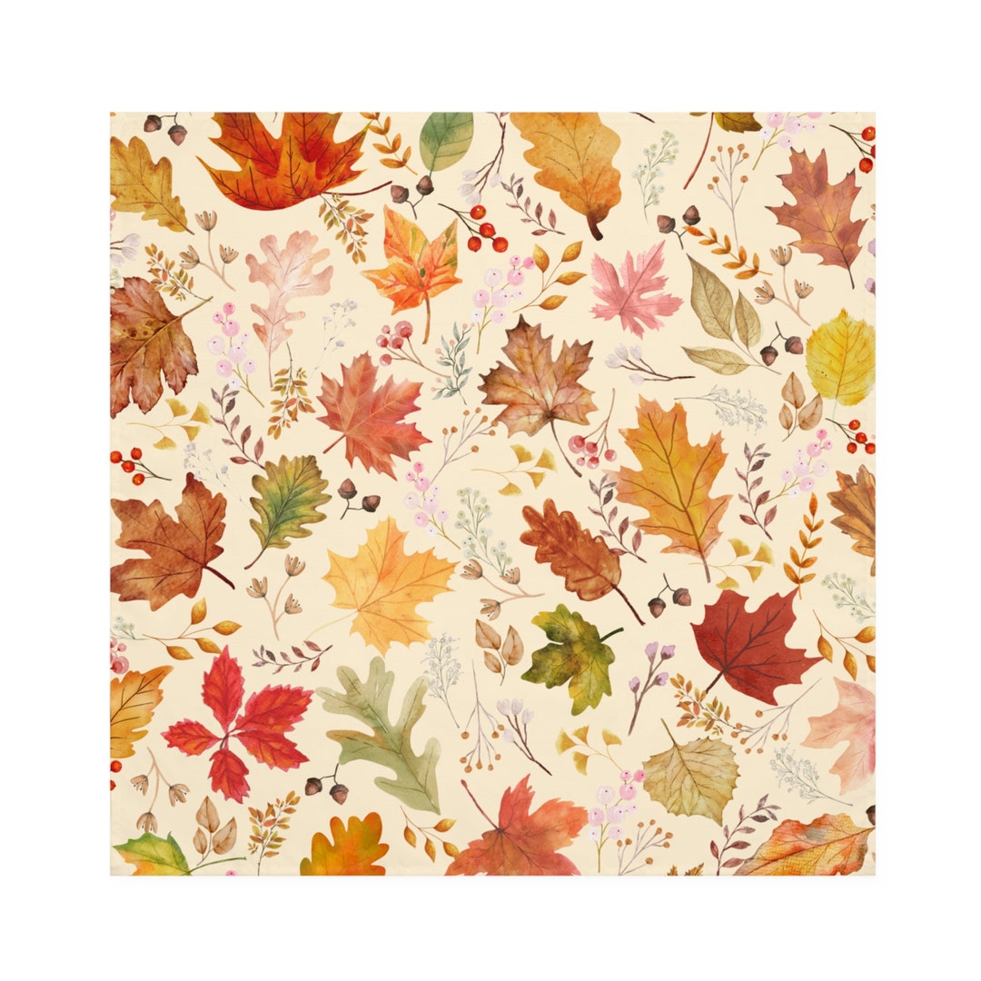 Fall Napkins, Autumn Napkins, Fall Leaves Napkins, Autumnal Floral ...