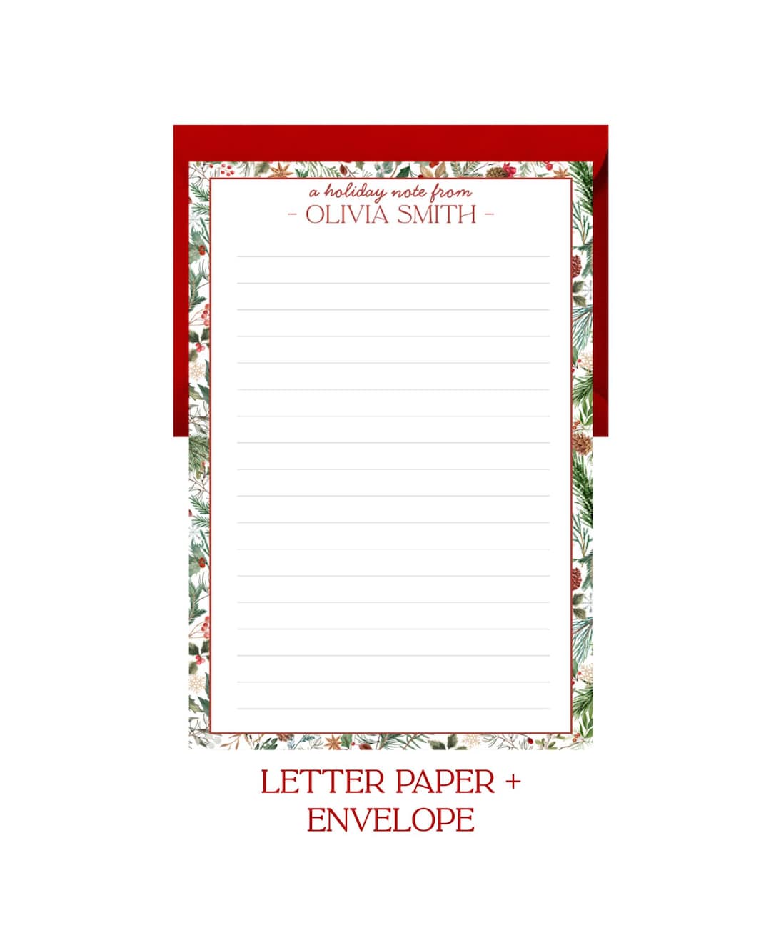 Christmas Letter Writing Set Personalized Stationary Paper Holiday ...