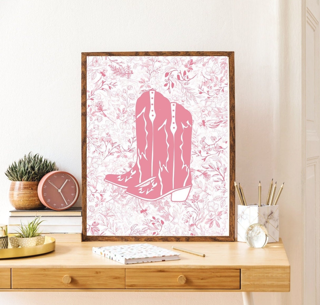 Pink Cowgirl Print, Trendy Cowgirl Wall Art, Retro Pink Western Poster ...