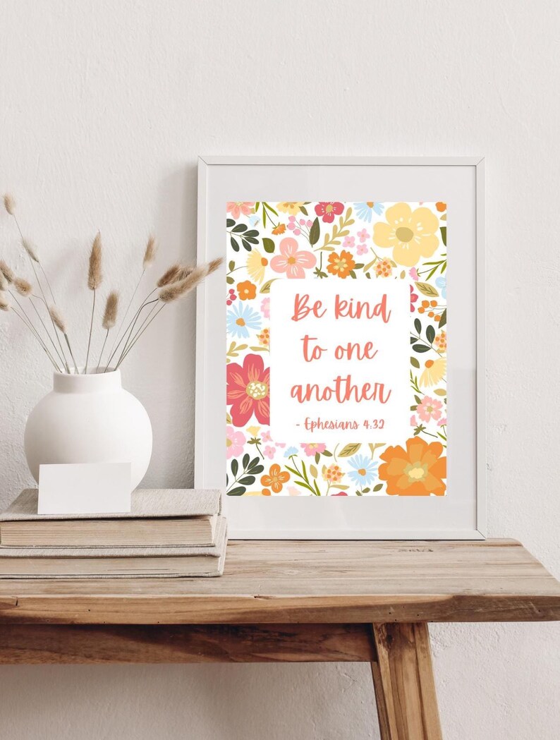 Christian Wall Art, Colorful Floral Bible Verse Sign, Ephesians 4:32 ...