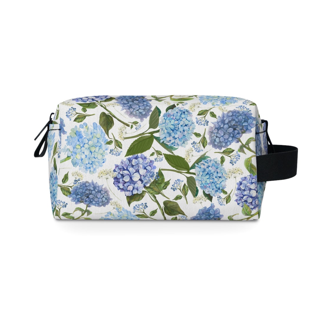 Hydrangeas Toiletry Bag, Blue Floral Cosmetic Bag, Blue Hydrangea ...
