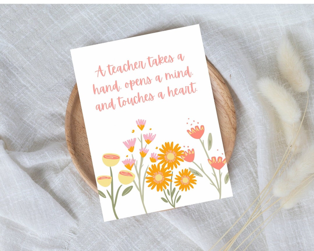 Teacher Card, Teacher Appreciation Card, Card for Teachers, Teacher ...