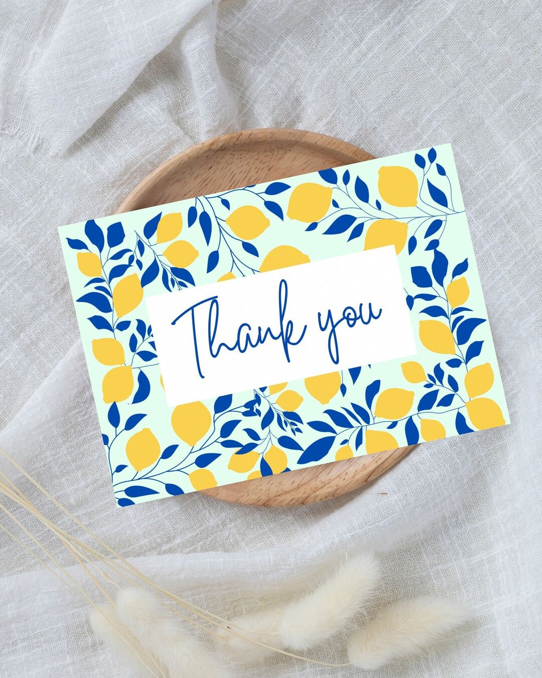 Thank You Card, Thank You Cards, Lemon Blue Cards, Italian Wedding ...