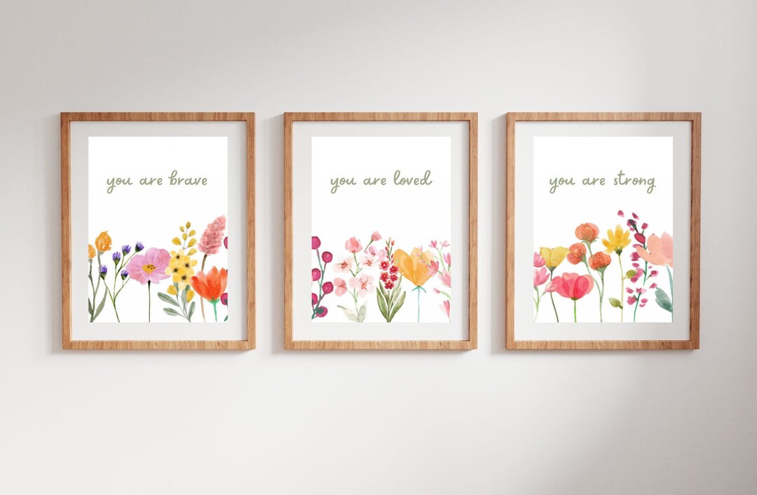 You Are Brave You Are Strong You Are Loved Sign Set of 3 Affirmation ...