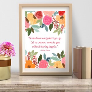 Mother Teresa Quote Wall Art, Spread Love Everywhere You Go Sign, Let ...