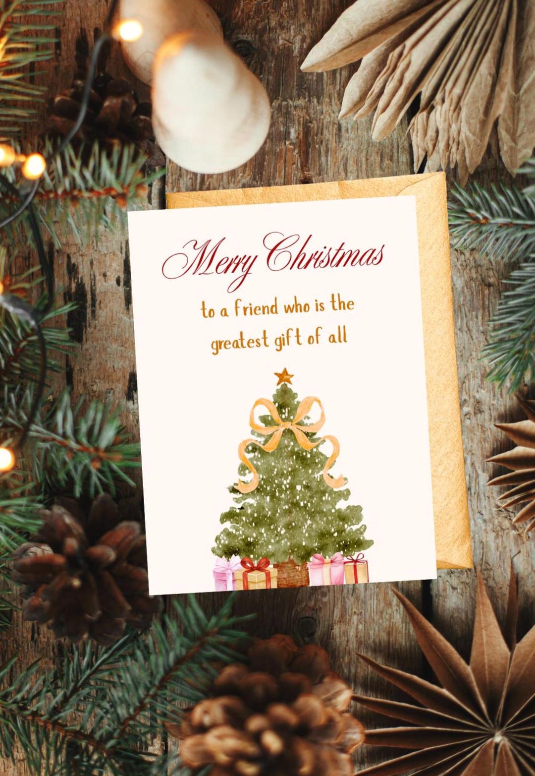 Friend Christmas Card, Merry Christmas to Friend Card, Personalized ...