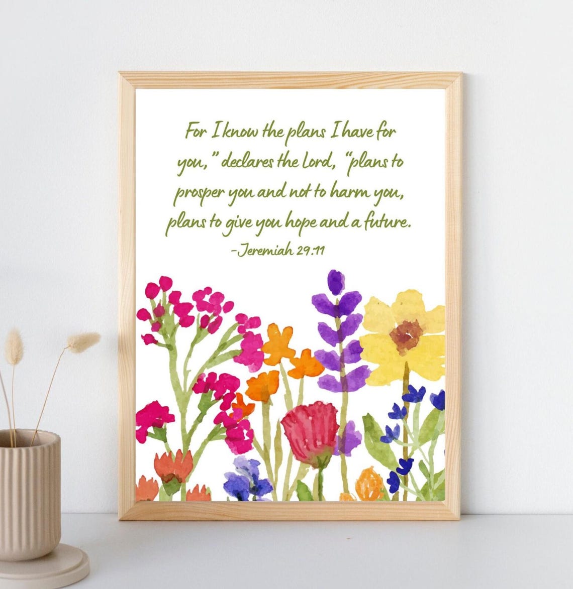 Christian Wildflower Print, Jeremiah 29:11, for I Know the Plans I Have ...