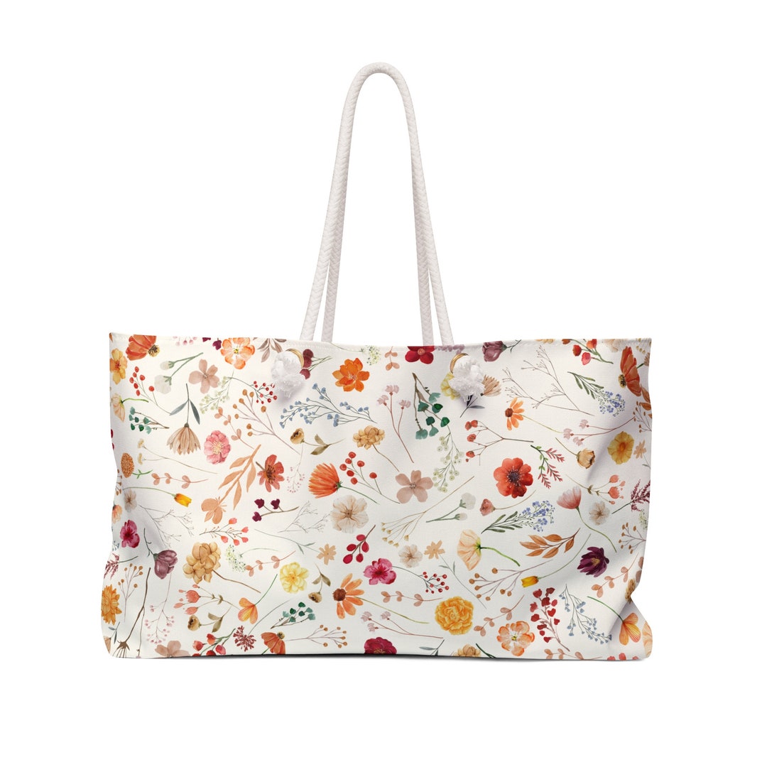 Fall Weekender Bag, Fall Floral Weekend Bag, Autumn Floral Overnight ...
