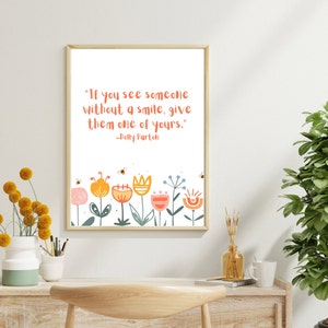 Dolly Parton Smile Quote Print, Classroom Wall Art, Kids Room Wall Art ...