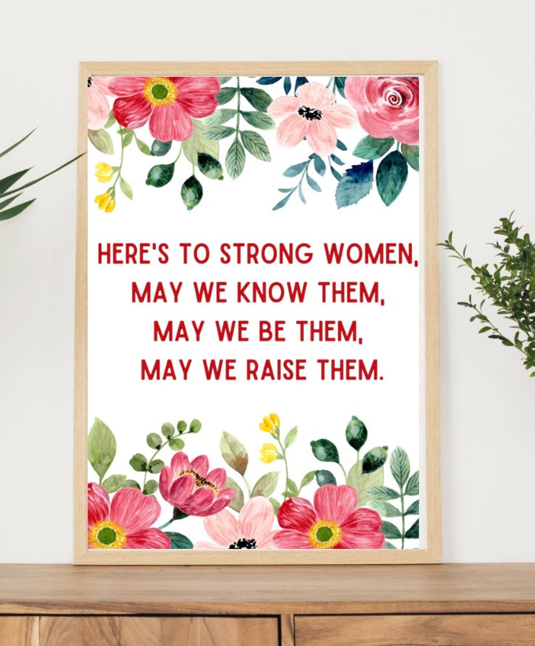 Here’s to Strong Women Quote Wall Art Gift for Women, Feminist Print ...