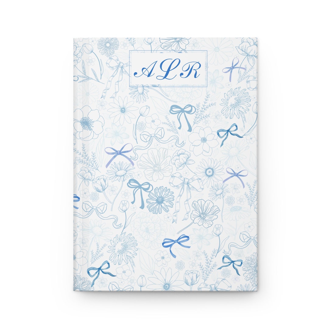 Personalized Journal, Coquette Hardcover Journal, Light Blue Bows ...