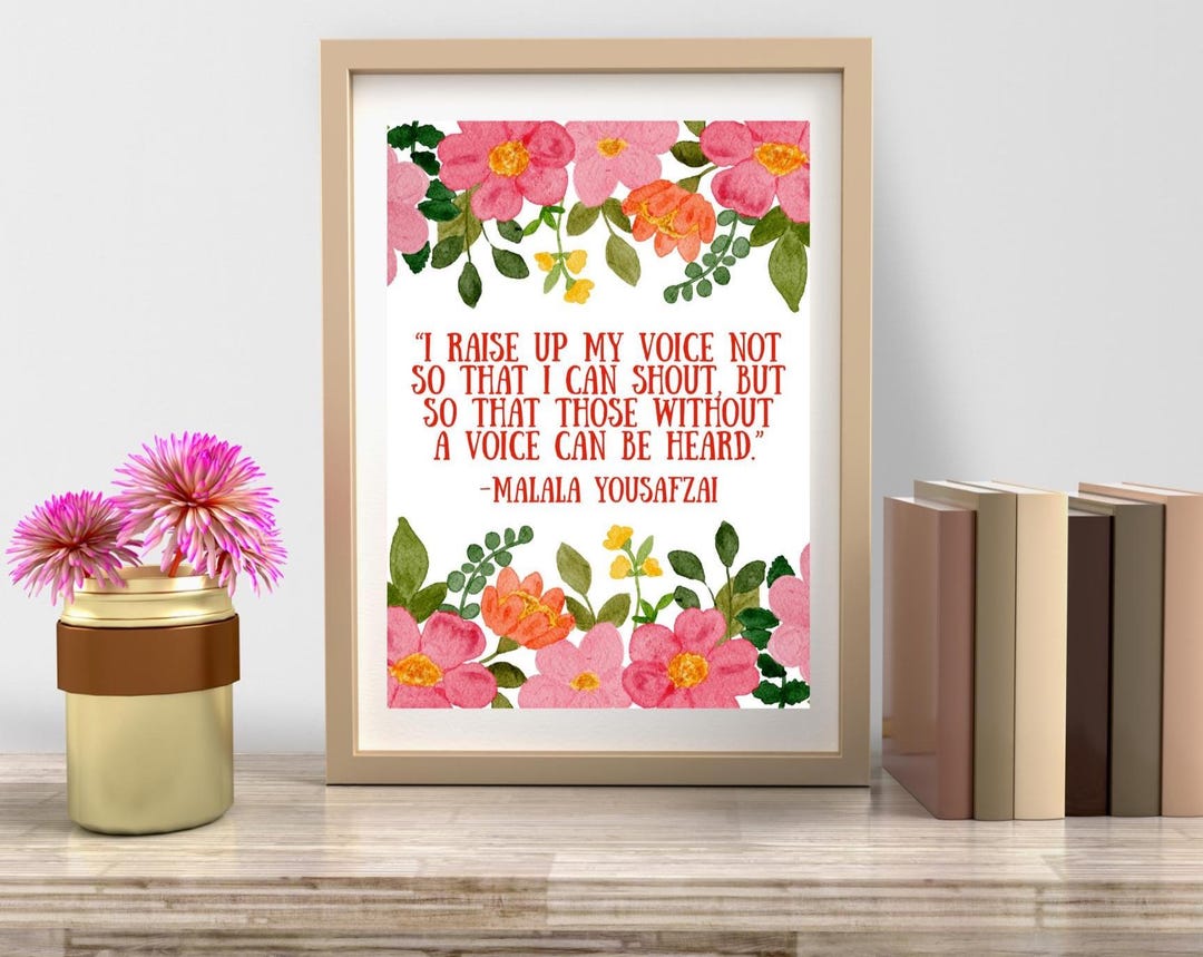 Feminist Wall Art, Malala Quote Wall Art, Raise up My Voice Others Can ...
