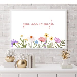 You Are Enough Sign Affirmation Wall Art Encouragement Gift Therapist ...