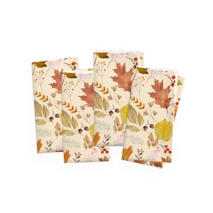 Fall Napkins, Autumn Napkins, Fall Leaves Napkins, Autumnal Floral ...