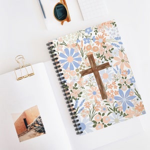 Cross Notebook, Prayer Notebook, Christian Floral Notebook, Flower ...