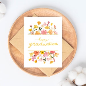 Graduation Card for Her, Graduation Card for Girl Woman, Wild Flower ...
