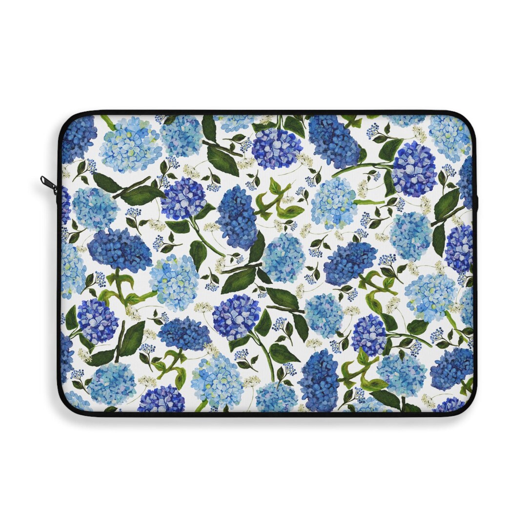 Hydrangea Laptop Sleeve, Blue Floral Laptop Cover, Blue Hydrangeas ...