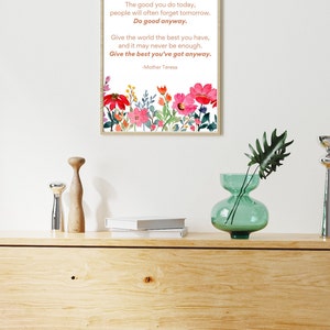 Mother Teresa Do It Anyway Print, Mother Teresa Quote Wall Art, Mother ...