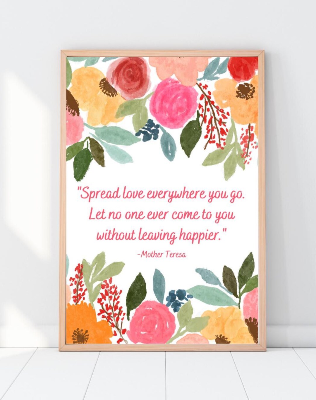 Mother Teresa Quote Wall Art, Spread Love Everywhere You Go Sign, Let ...