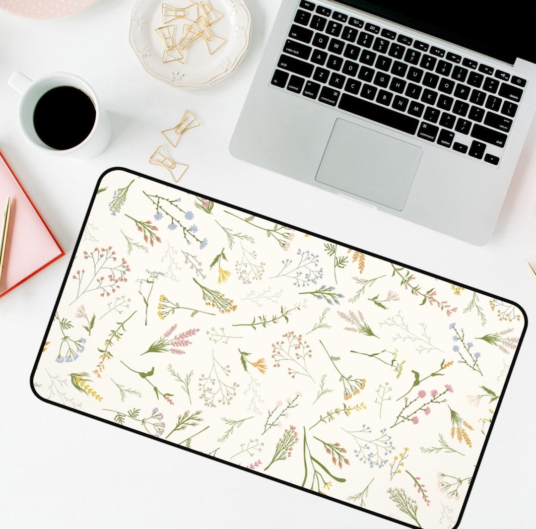 Floral Desk Mat, Boho Floral Desk Mat, Wildflower Desk Pad, Floral ...