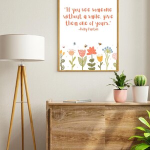 Dolly Parton Smile Quote Print, Classroom Wall Art, Kids Room Wall Art ...