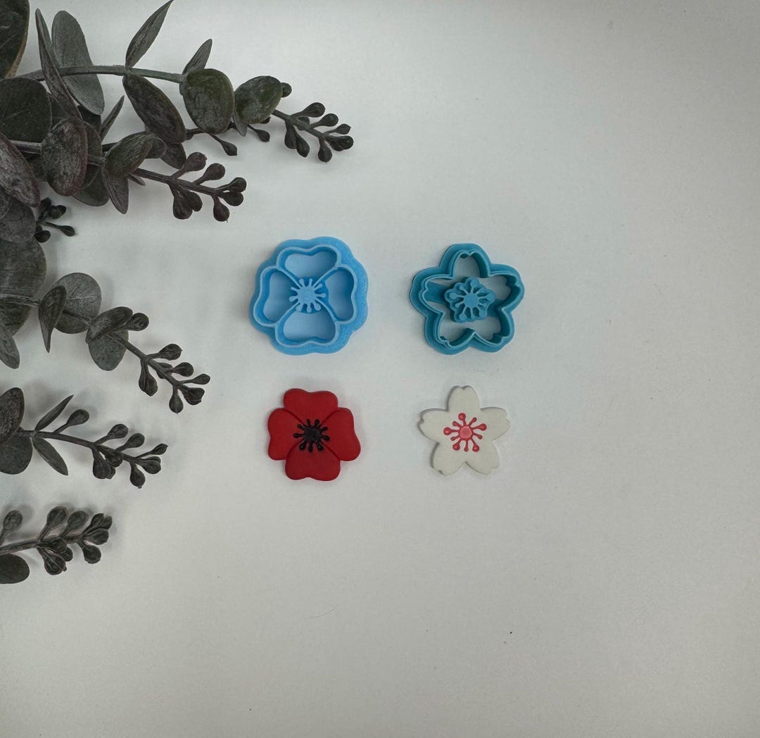 Poppy or Cherry Blossom Flower Cutter for Making Polymer Clay Earrings ...