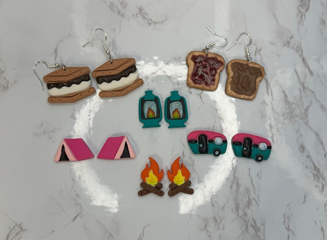 Happy Camper, Camping, Glamping, Camper Earrings, Polymer Clay Earrings ...