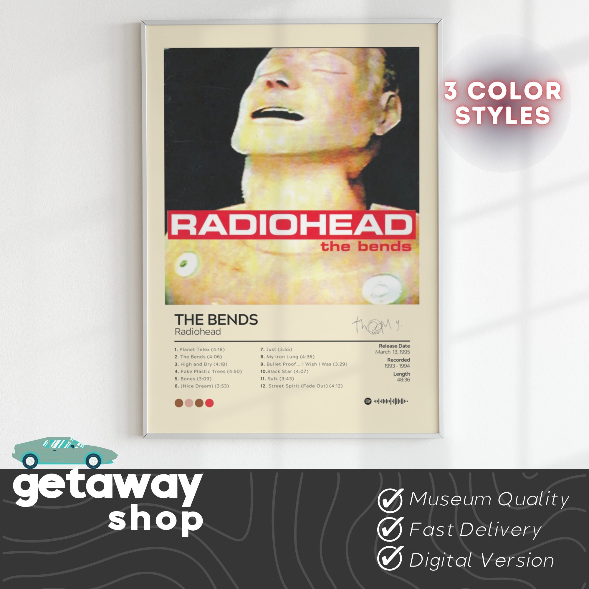Radiohead | The Bends Album | Modern Wall Art Poster | Radiohead Poster ...