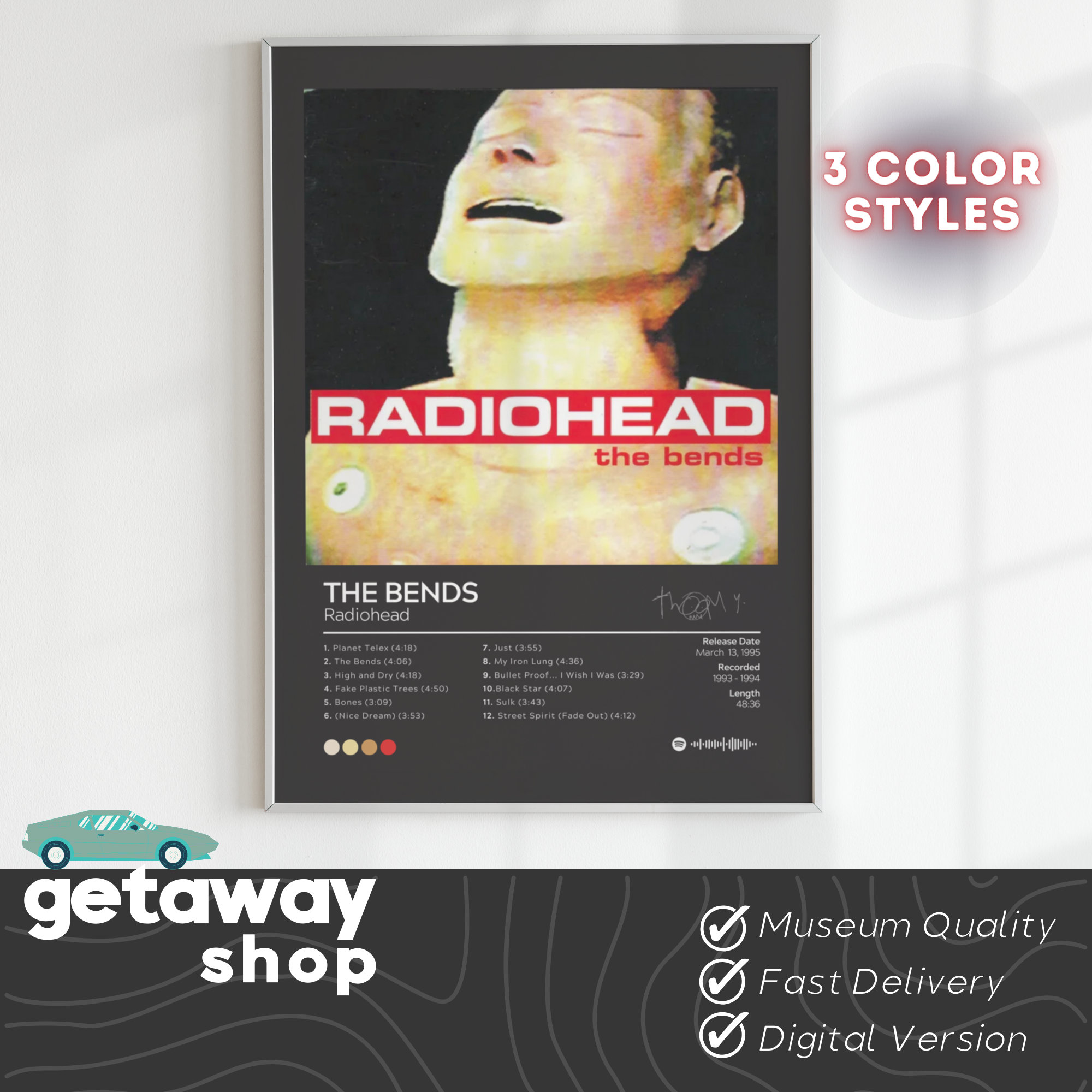 Radiohead | The Bends Album | Modern Wall Art Poster | Radiohead Poster ...