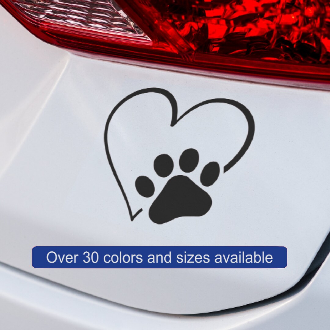 Pawprints on My Heart, Cat Print, Dog Print Decal for Cars, Trucks ...