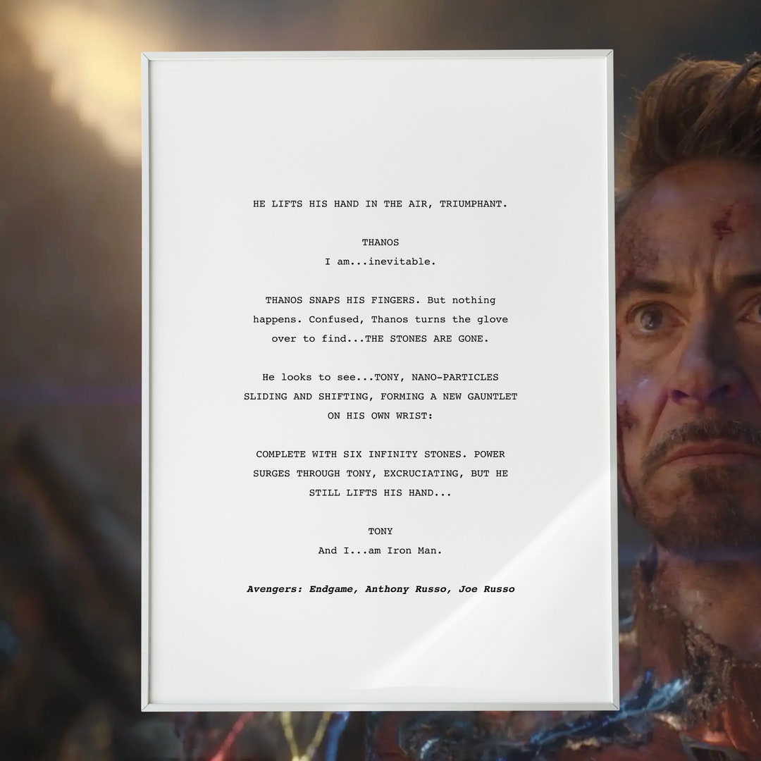 Avengers: Endgame Movie Script Film Poster Digital Art Movie Print - Etsy