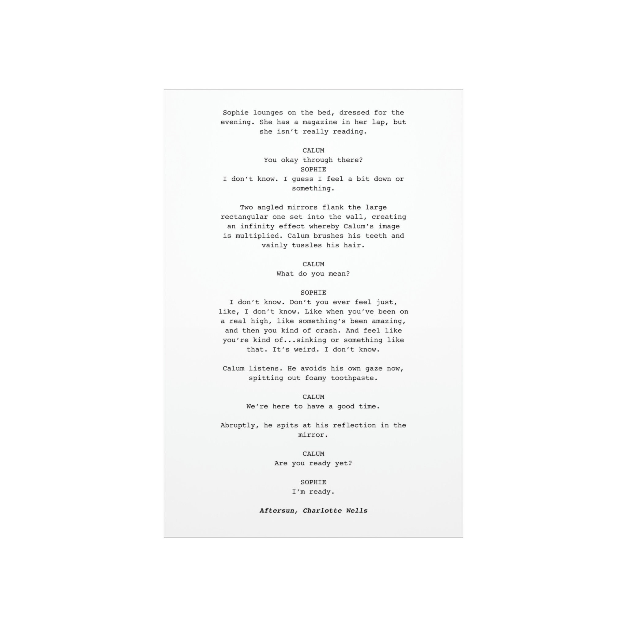 Aftersun Movie Screenplay Wall Art Movie Poster Minimalist - Etsy