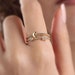 14K Solid Gold Crescent Moon Star Ring Dainty Moon Star - Etsy