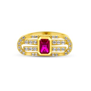14K Solid Gold Ruby Engagement Ring, Art Deco Red Gemstone Ring, Vintage Anniversary Ring ...