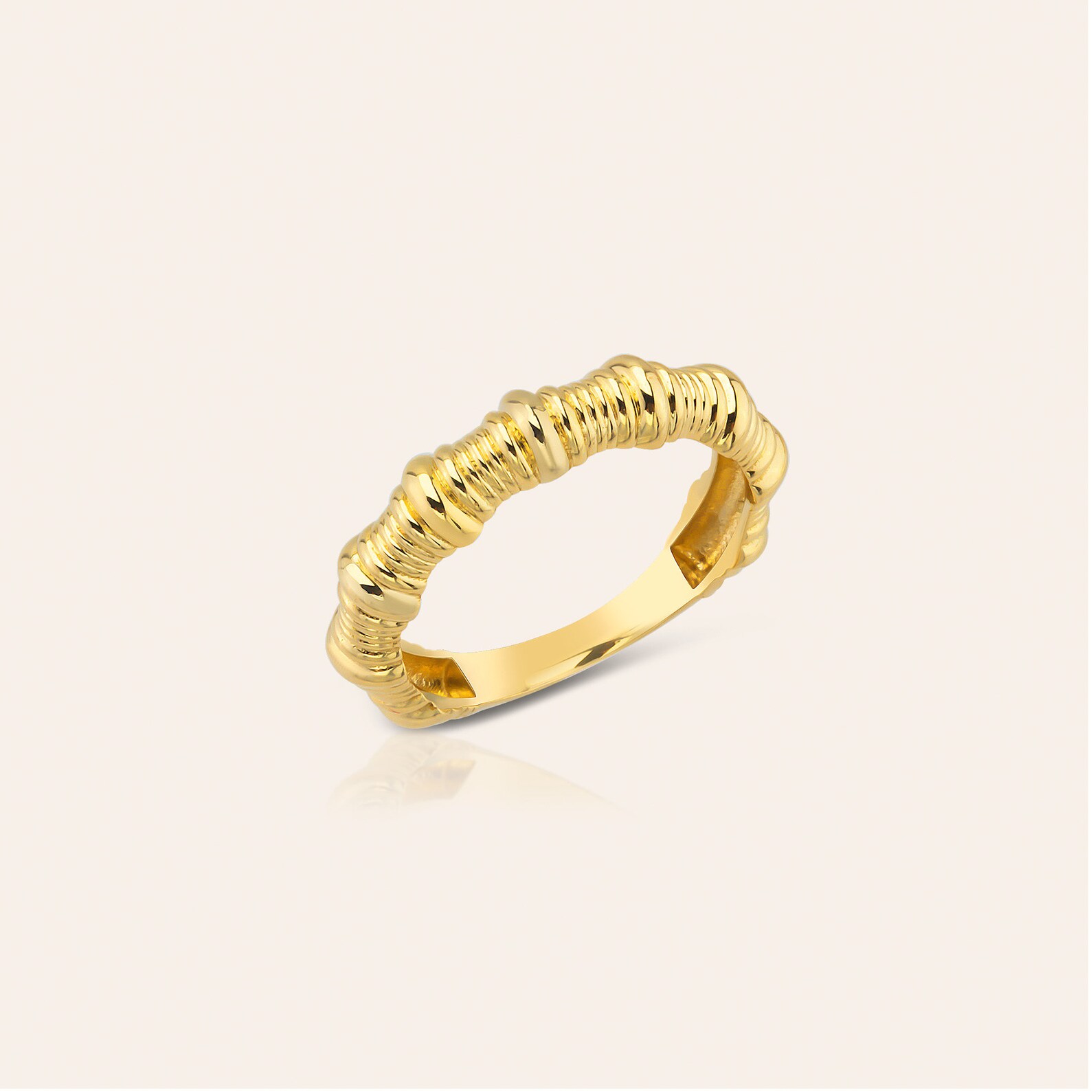 Bamboo Ring 14K Solid Gold Bamboo Ring Dainty Gold Bamboo - Etsy