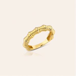 Bamboo Ring, 14K Solid Gold Bamboo Ring, Dainty Gold Bamboo Stackable ...