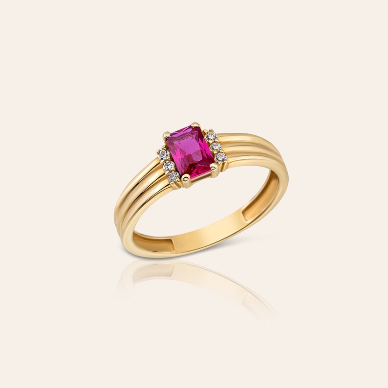 14K Gold Ruby Ring for Women Red Gemstone Engagement Ring - Etsy