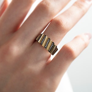 14K Solid Gold Ruffles Ring, Dainty Dome Thick Band Ring, Statement ...
