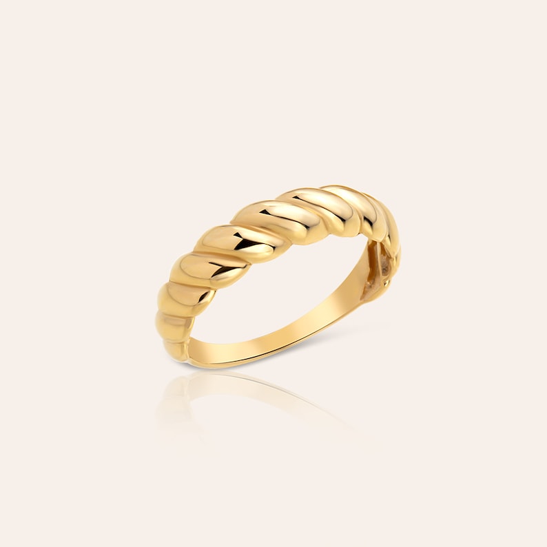 Croissant Ring in Solid Gold 14K Gold Twisted Bubble Ring - Etsy