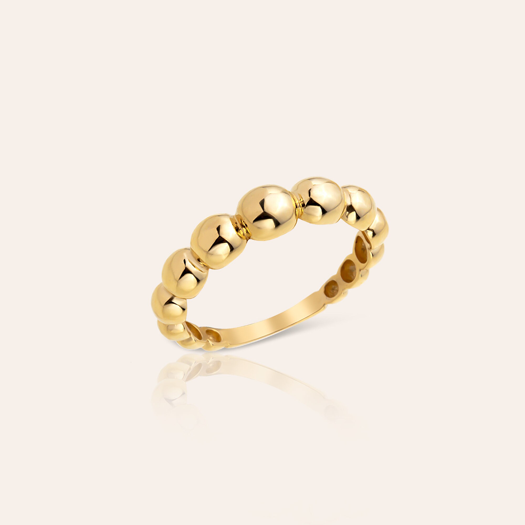 14K Solid Gold Beaded Band Ring Gold Bubble Ring Bold Ball - Etsy