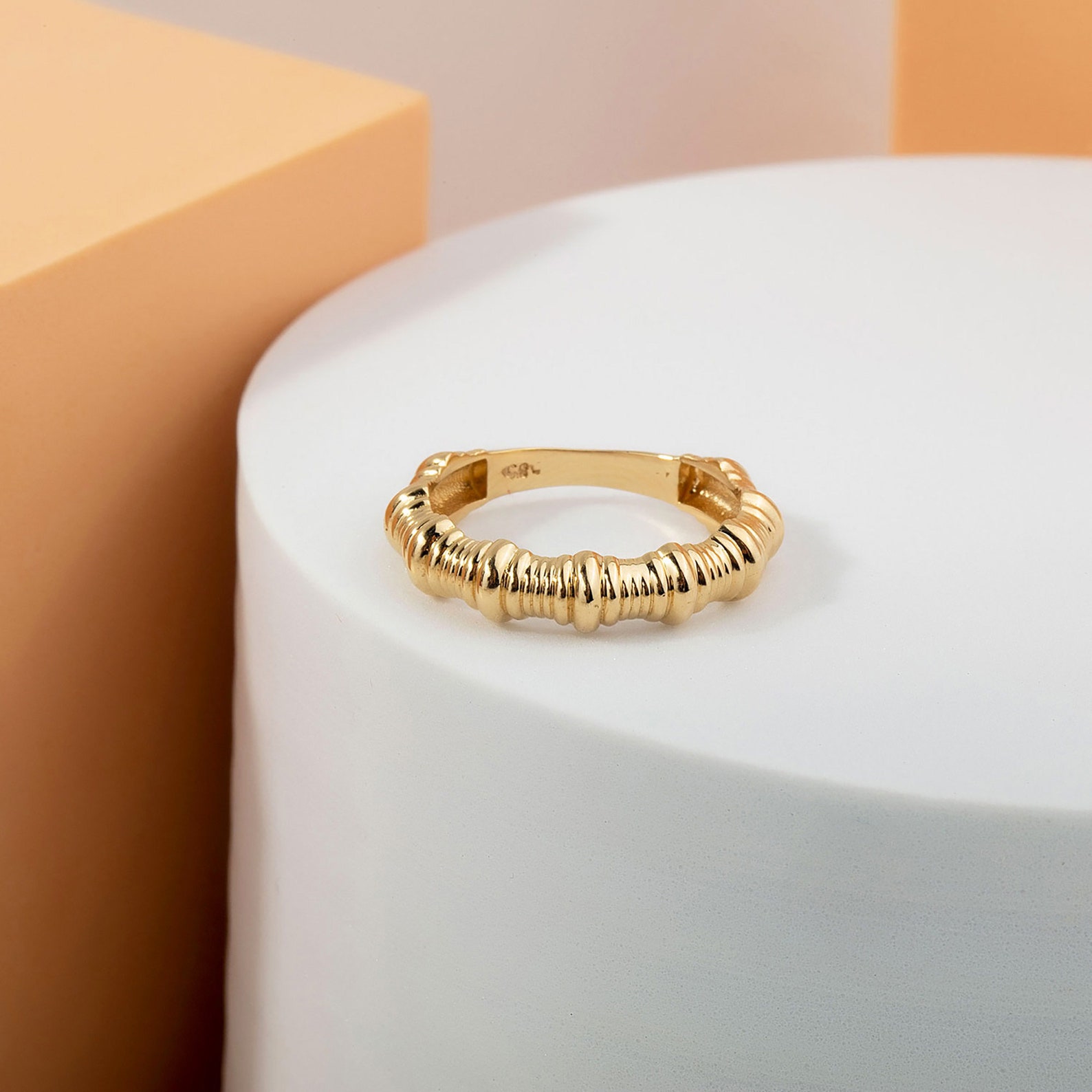 Bamboo Ring 14K Solid Gold Bamboo Ring Dainty Gold Bamboo - Etsy