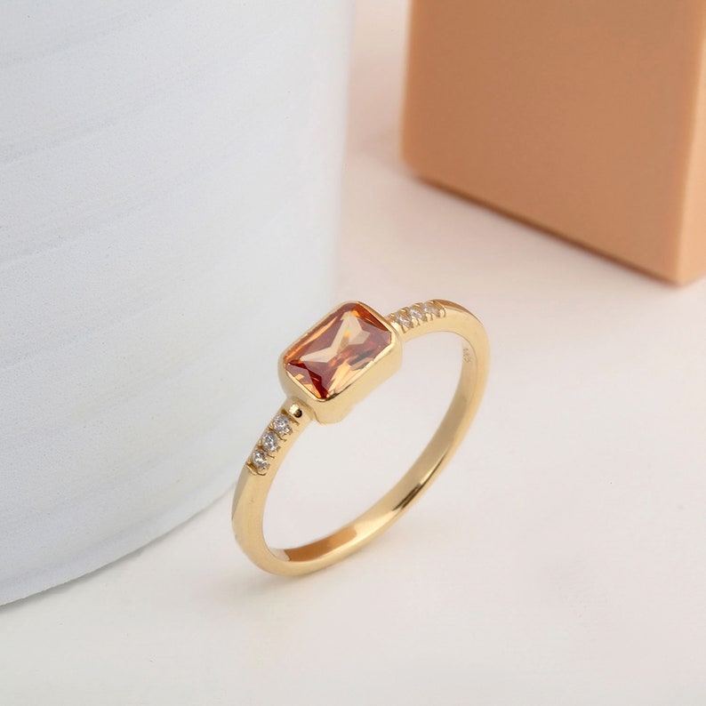 14K Solid Gold Citrine Ring Natural Genuine Stacking Citrine - Etsy