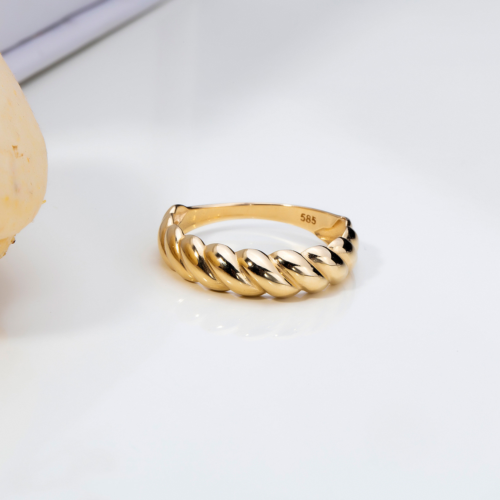Croissant Ring in Solid Gold 14K Gold Twisted Bubble Ring - Etsy